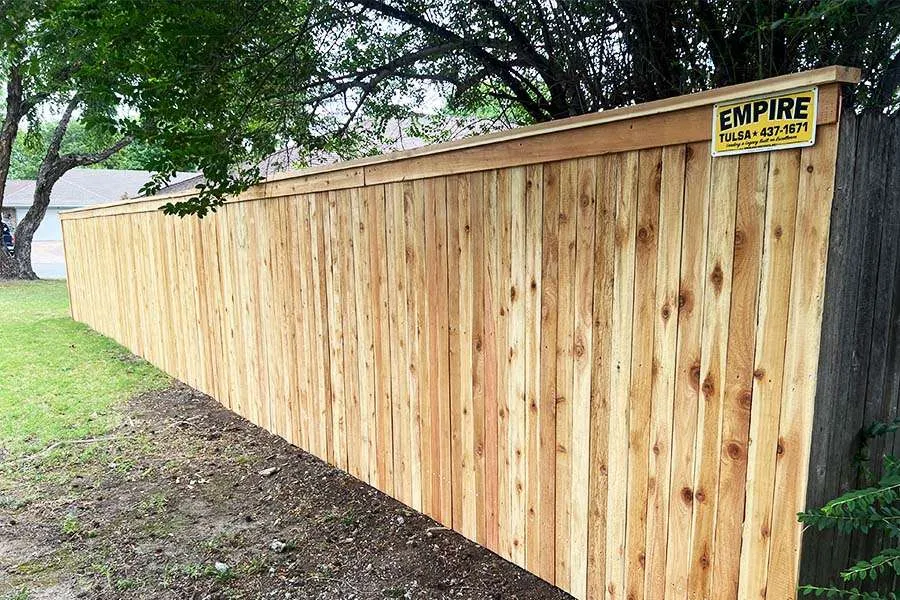 Privacy Fence 6' Cedar Cap & Trim on Steel Posts at 6614 E 67th St S ...